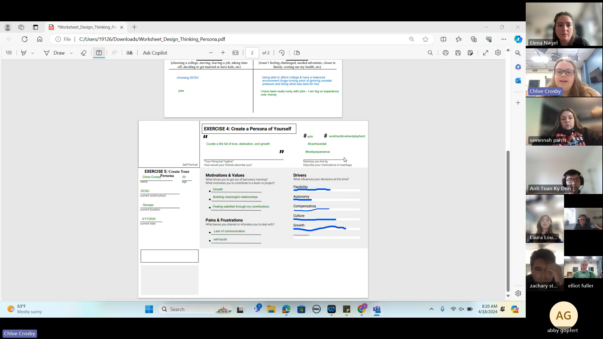 Persona meeting via Zoom – Group 2 – DT Seminar